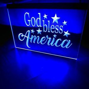 Other | God Bless America Led Neon Blue Light Sign 8x12 | Poshmark